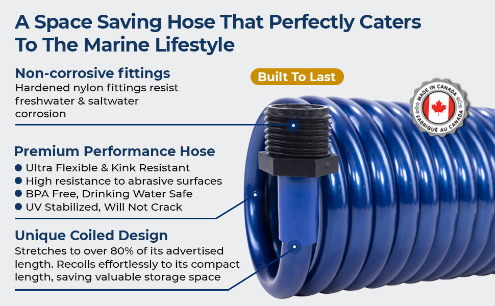 SpringHose™ Marine Coiled Water Hose | Saltwater Resistant & Compact ...